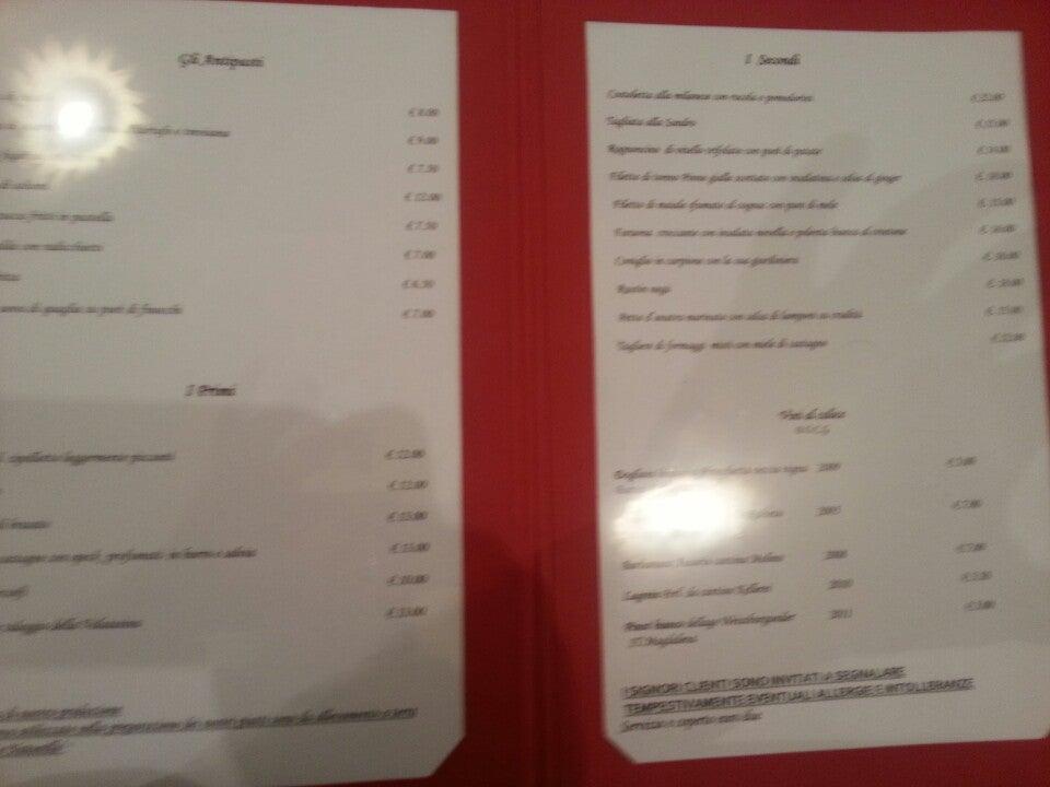 Carta del restaurante La Bettola di Piero, Milan
