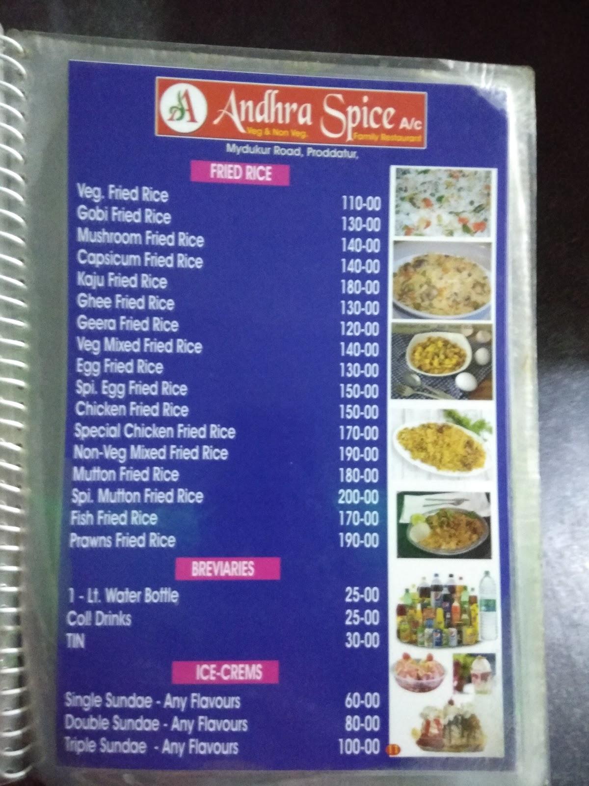 Menu at Andhra Spice Restaurant, Proddatur