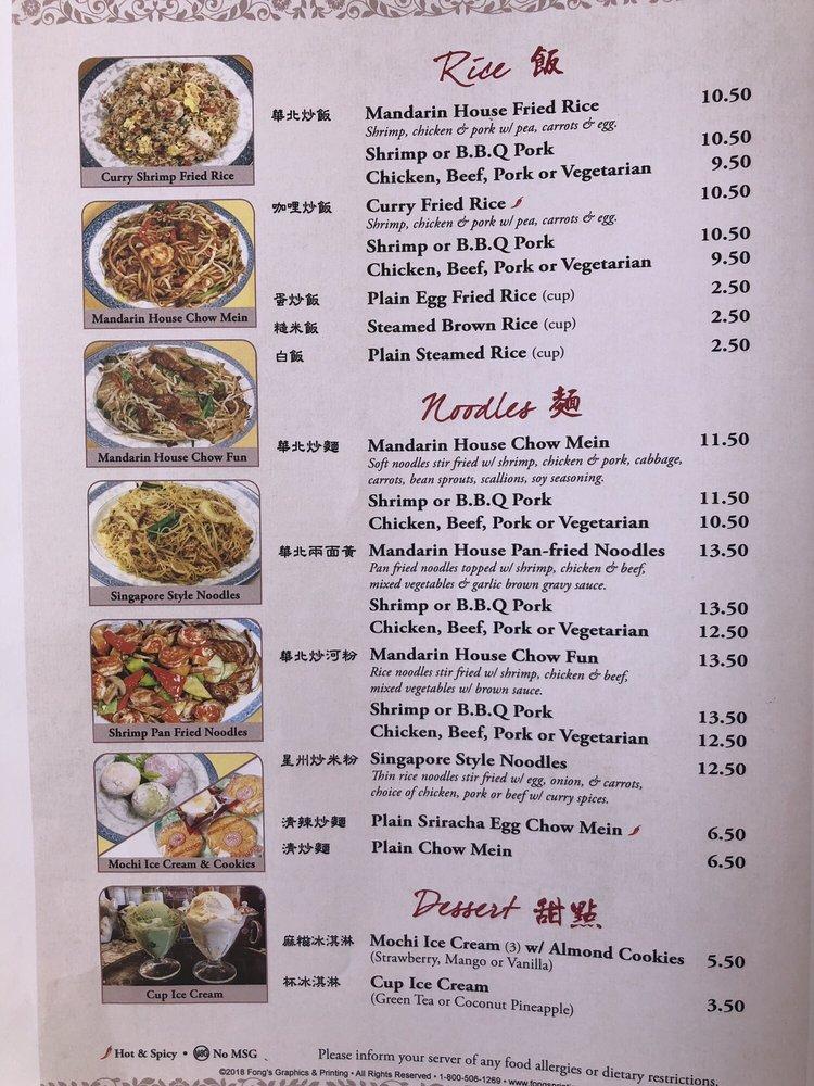 Menu at Mandarin House Restaurant, Port Hueneme