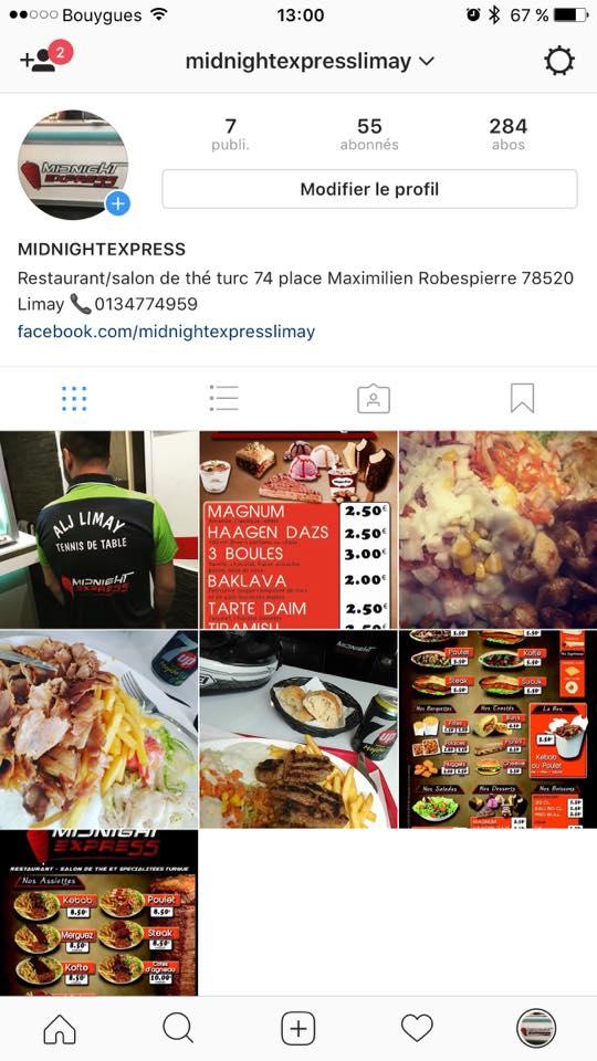 Menu at Midnight Express restaurant, Limay