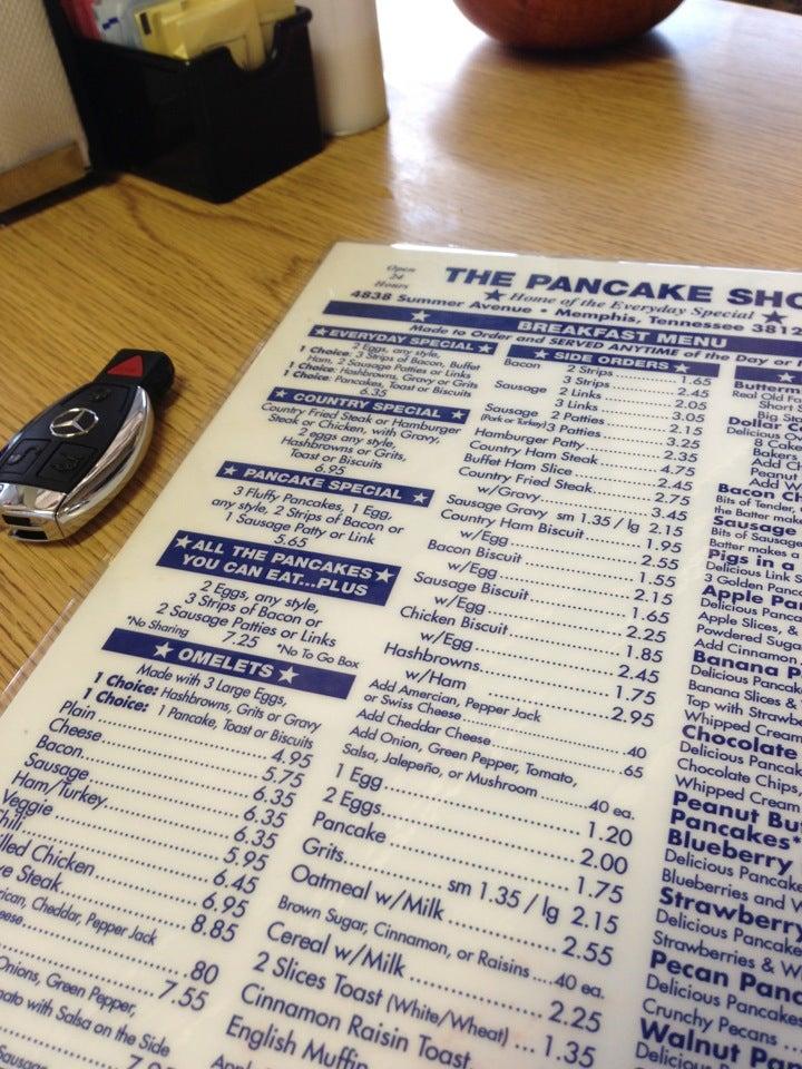 Menu at Pancake Shop restaurant, Memphis