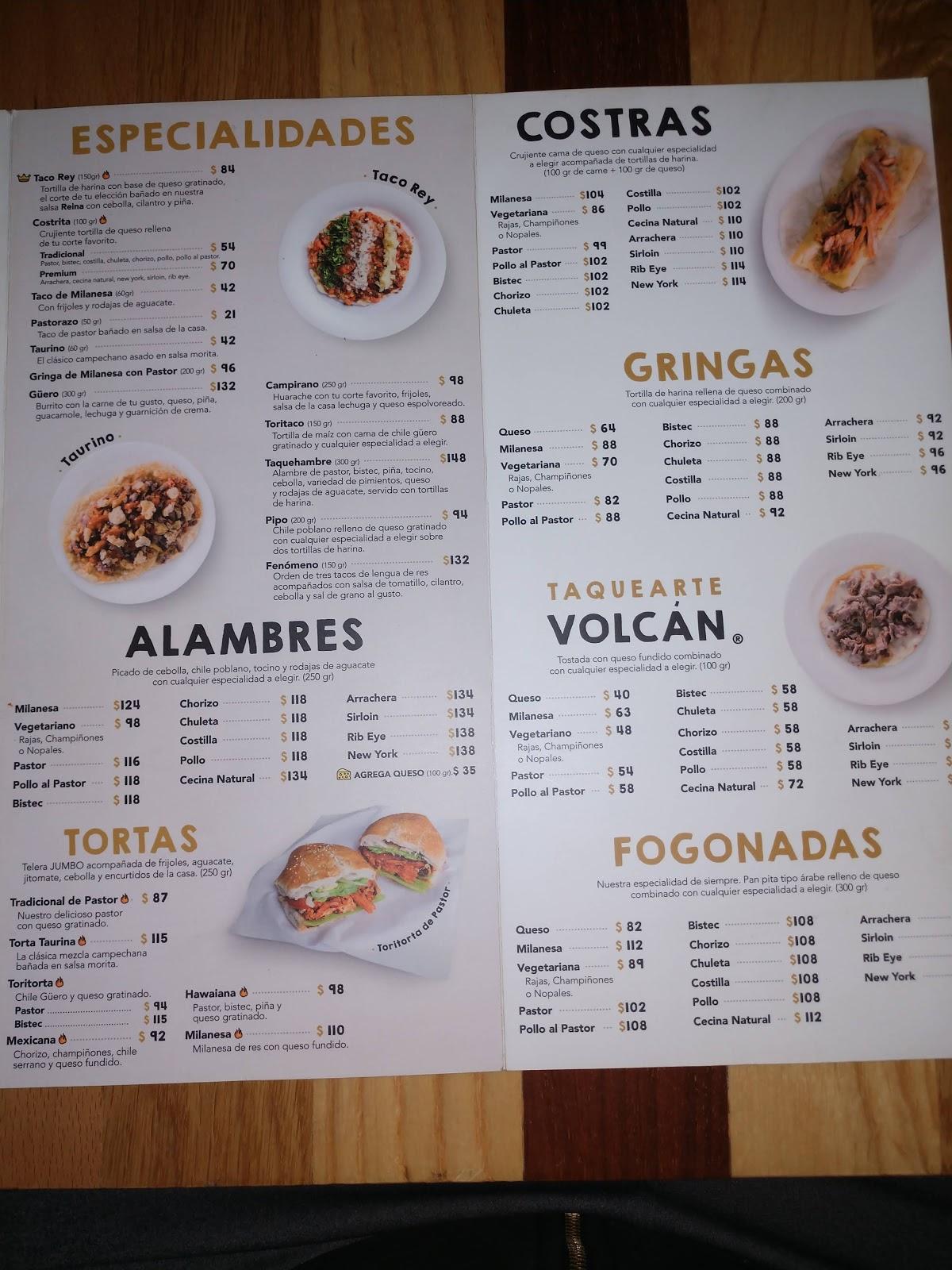 Carta del restaurante Taquearte Condesa, Ciudad del México, Culiacán No. 51 Col. Hipódromo Condesa