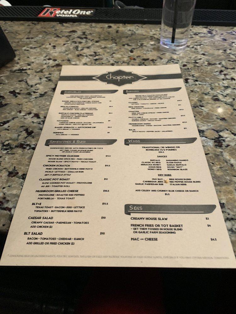 Menu at Chapter Mt.Adams pub & bar, Cincinnati
