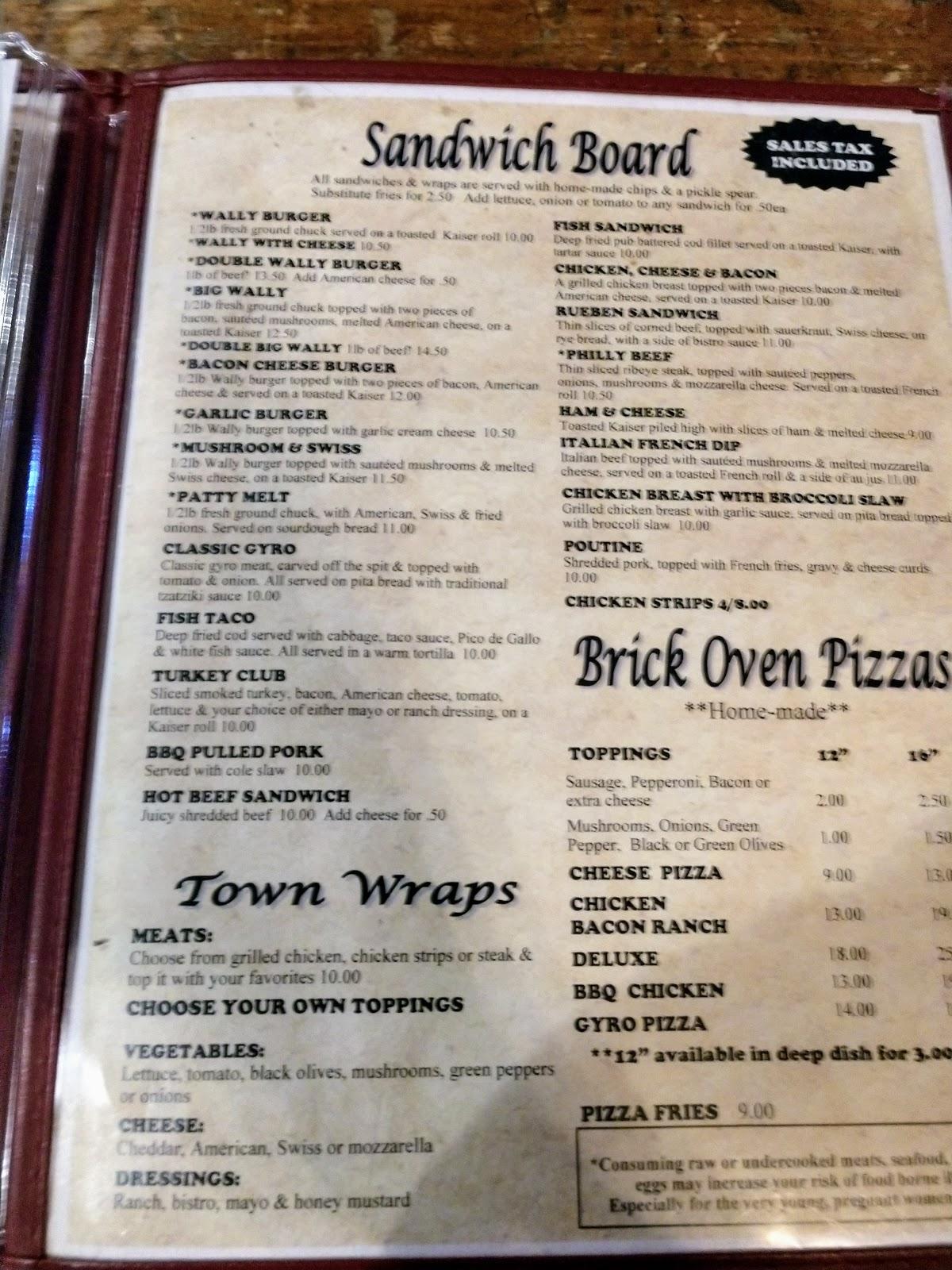 Menu at Town Pump Bar and Grill, Rhinelander