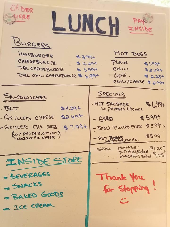 Menu at MacBeth's Riverview Grill restaurant, Cooksburg