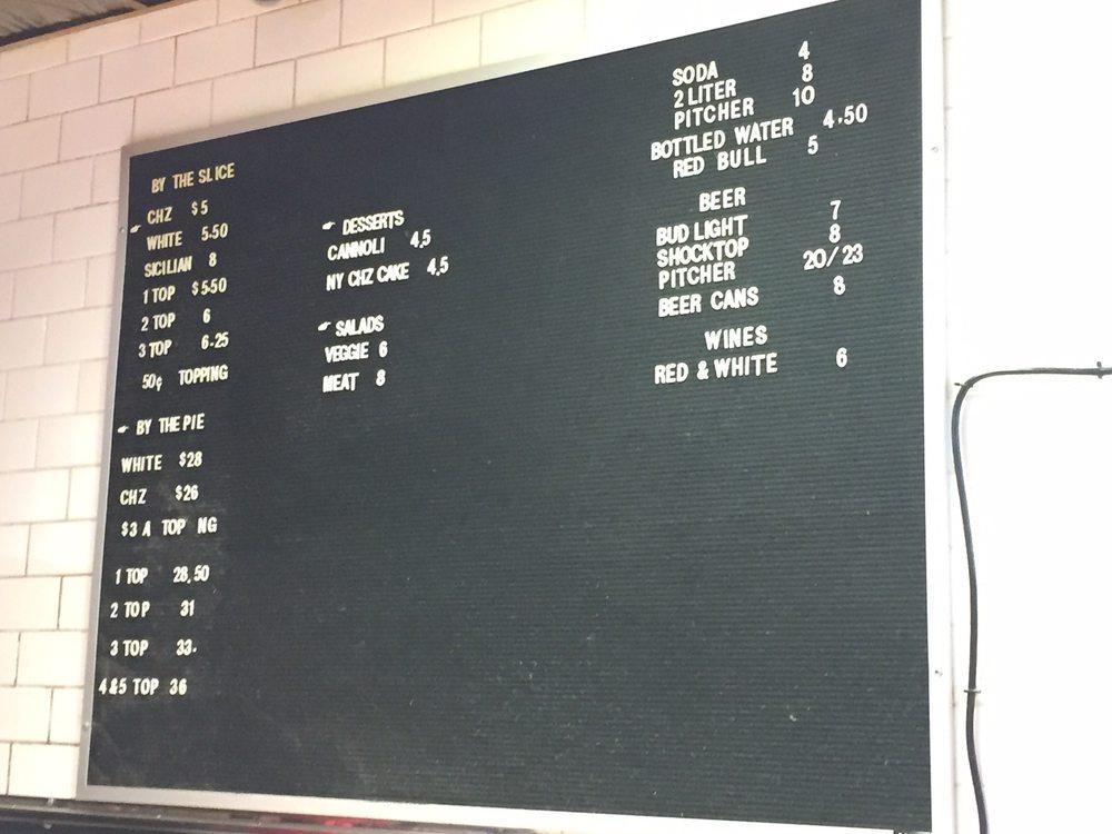 Menu at Secret Pizza pizzeria, Las Vegas