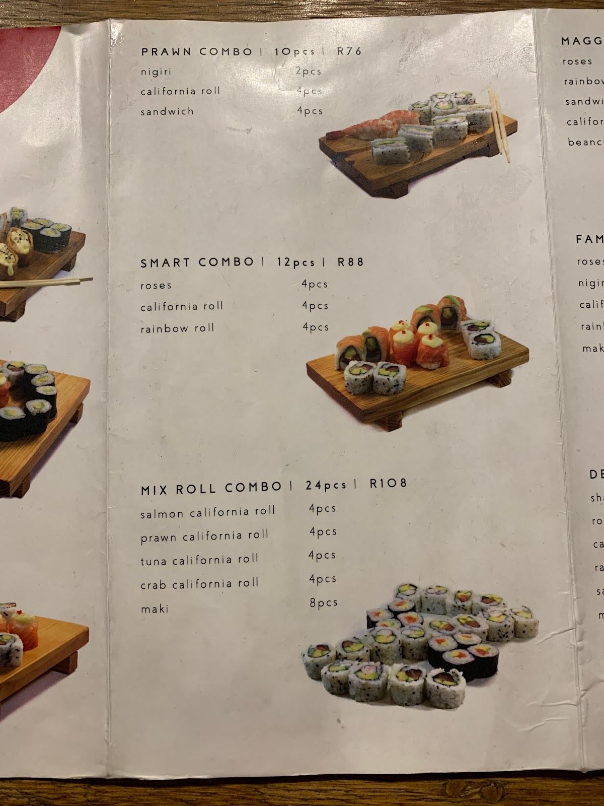 Menu at Shan Rice restaurant, George