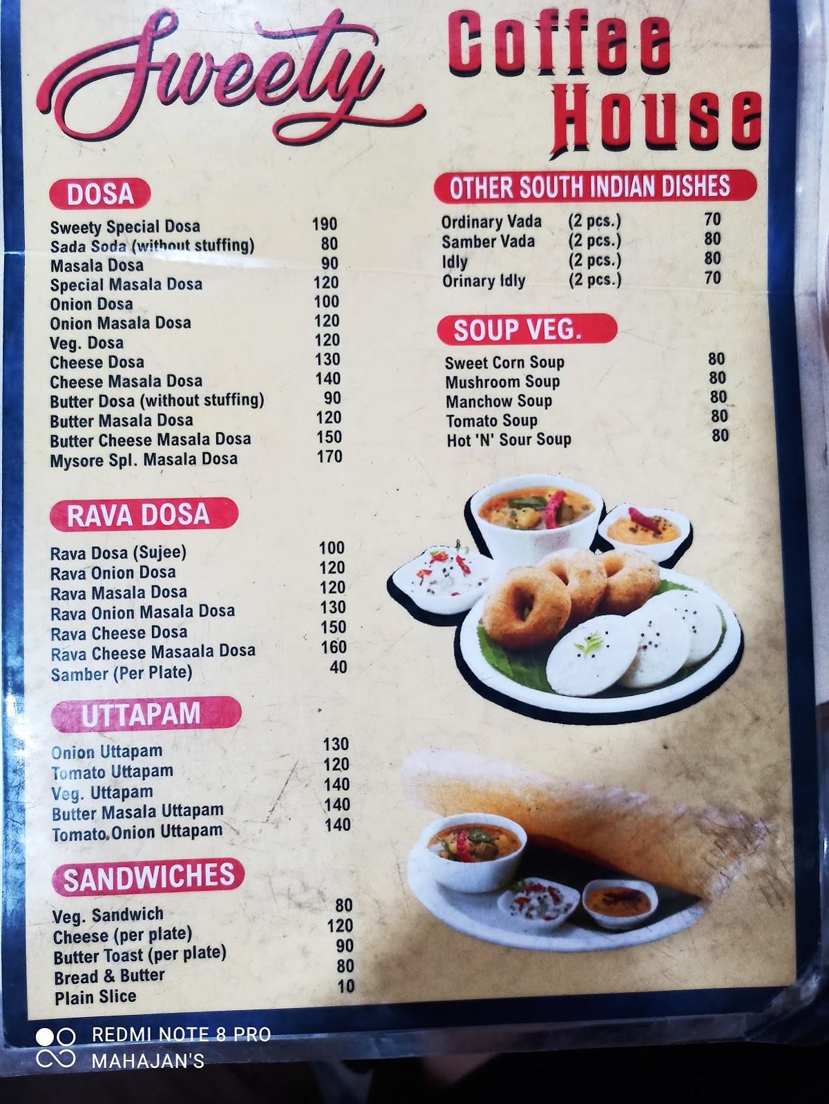 Menu at Sweety Coffee House, Ludhiana, 12-13