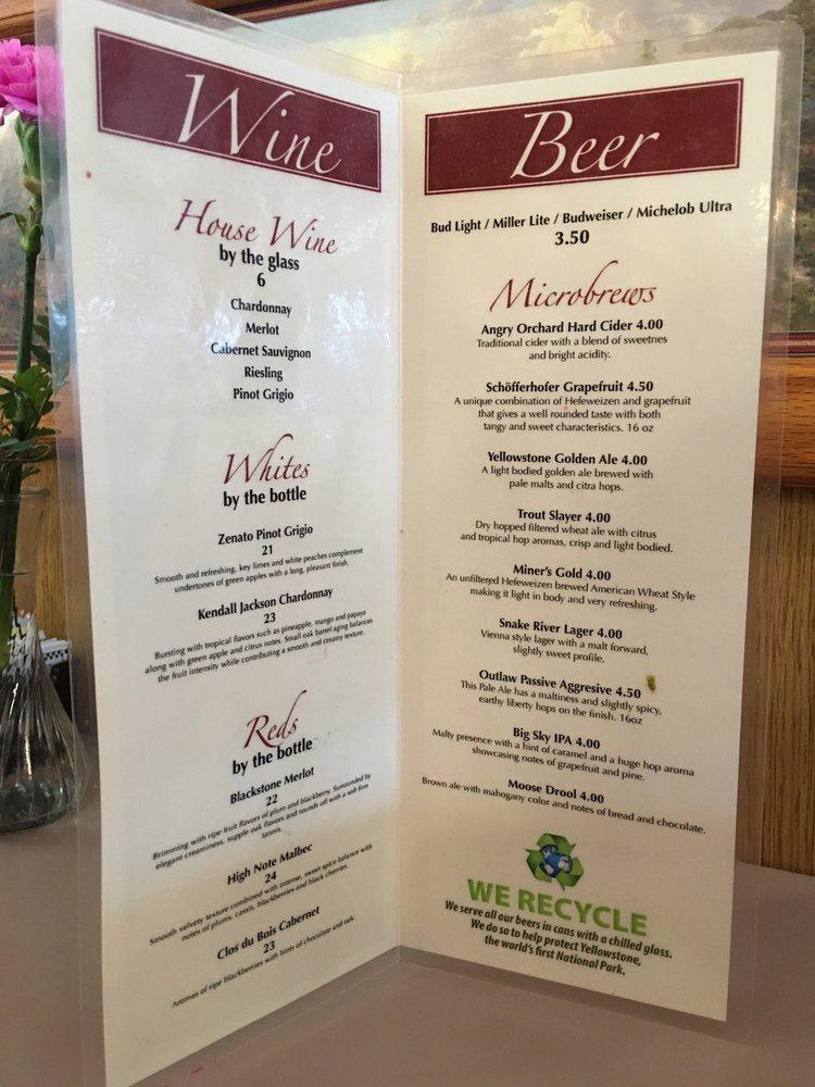 Carta de Timberline Cafe, West Yellowstone