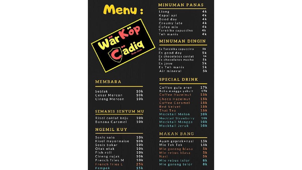 Menu at YAP CAFE, Bogor