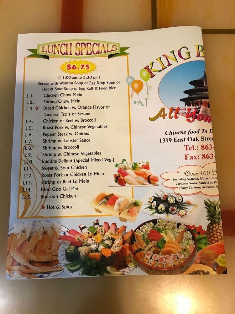 Menu at King Buffet restaurant, Arcadia
