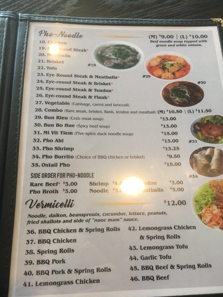 Menu at Pho Time restaurant, Aiea