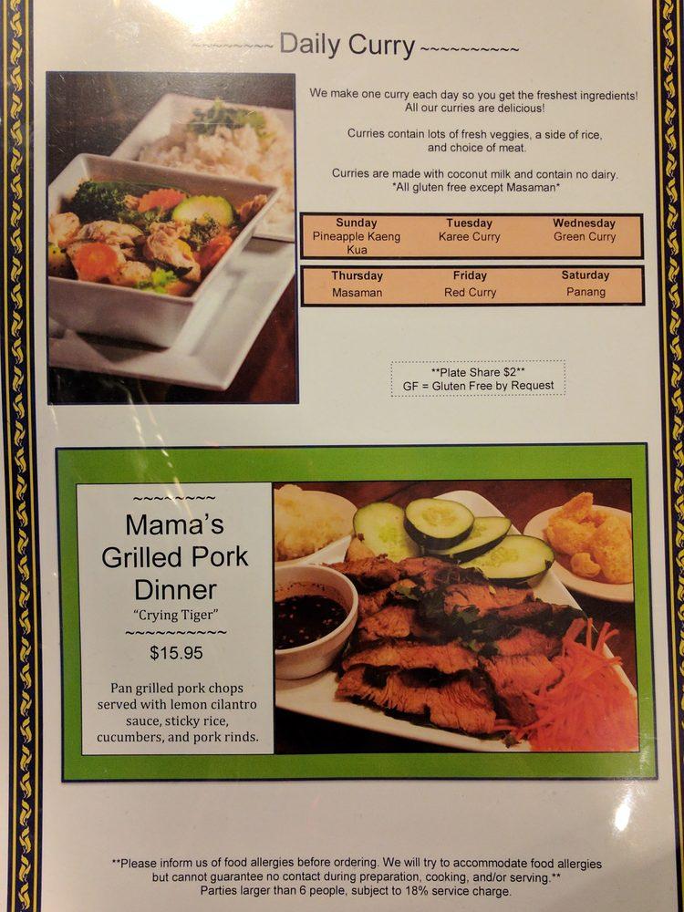 Menu at The Smiling Elephant restaurant, Nashville