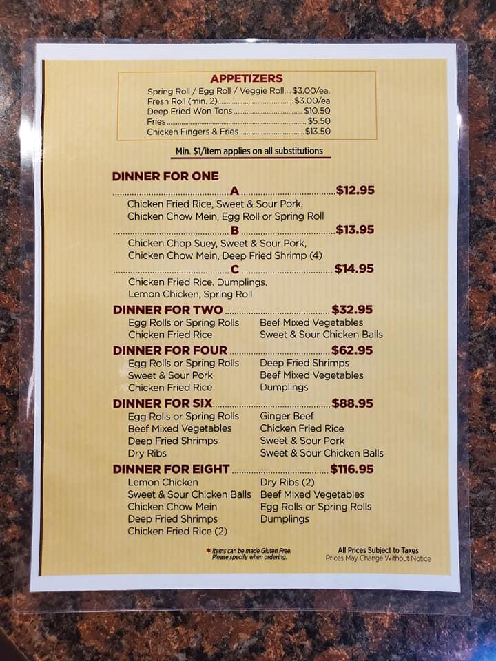 Menu at Warman Wok restaurant, Warman