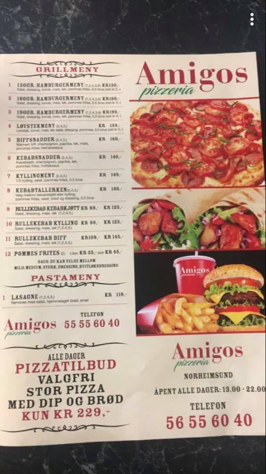 Menu at Amigos Pizza And Kebab restaurant, Norheimsund