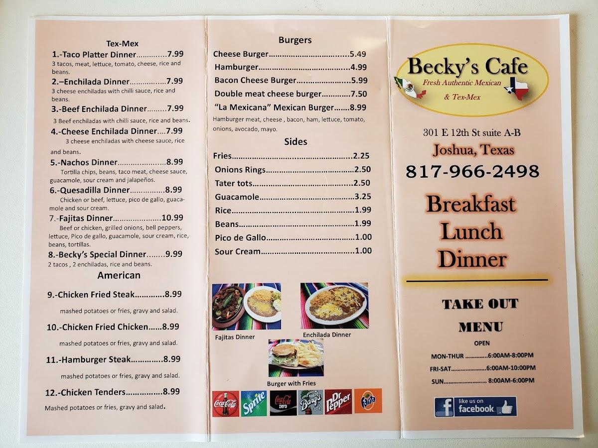 Carta de Becky's Cafe, Joshua