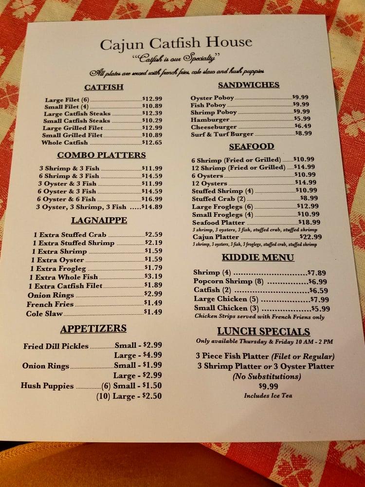 Menu at The Cajun Catfish House LLC restaurant, Pineville
