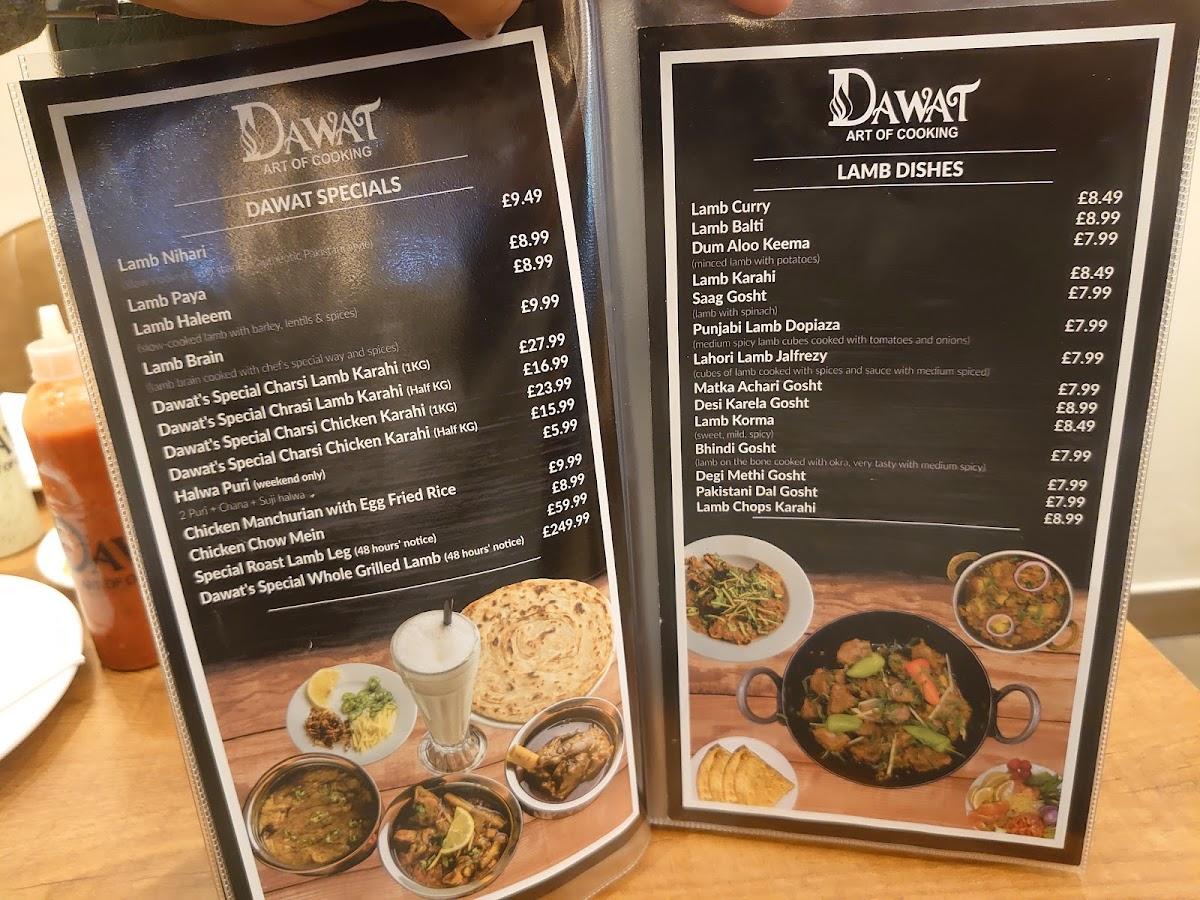 Menu at Dawat Restaurant Norbury, London