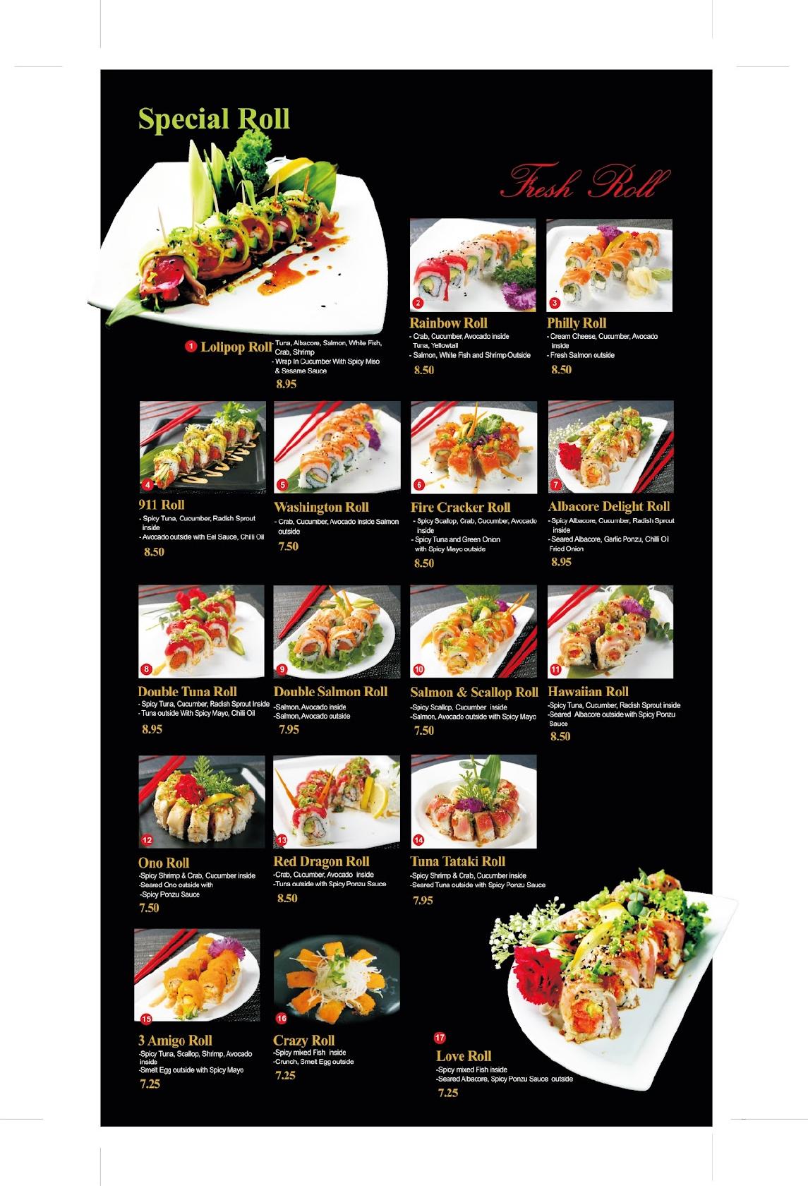 Menu at Goldfish Japanese Restaurant, Palmdale