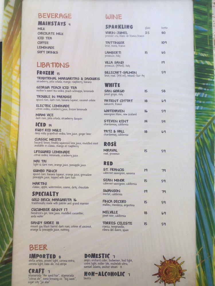 Menu at Gumbo Limbo pub & bar, Naples, 280 Vanderbilt Beach Rd