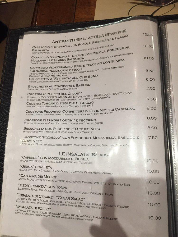 Carta del pub y bar La Cantinetta, Florencia, Borgo San Lorenzo 14r