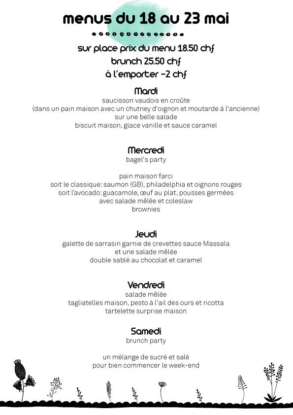 Menu at Café de la Promenade, Yverdon-les-Bains
