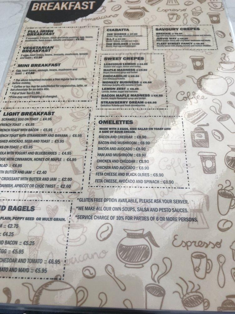 Menu at Lemon Jelly Cafe, Dublin
