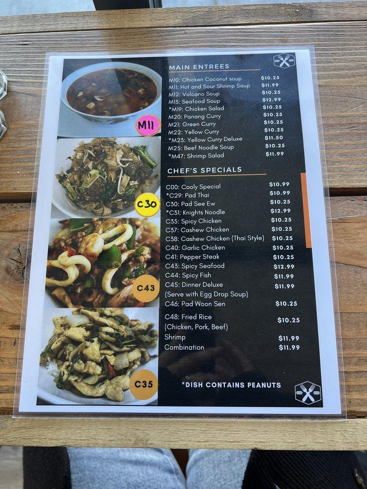 Menu at Mam’s Thai Cuisine restaurant, Lubbock