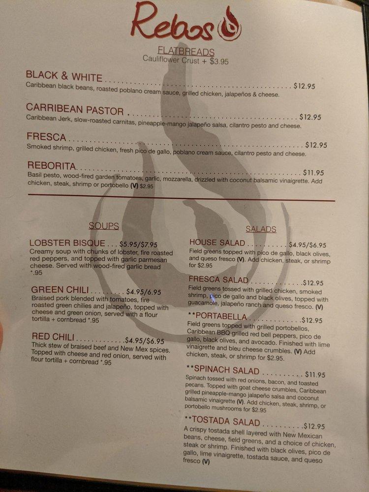 Menu at Rebos pub & bar, Sioux City