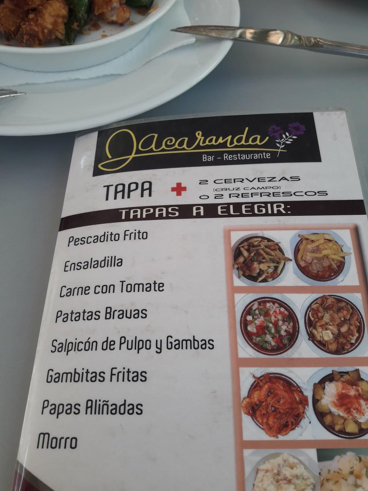Carta de Restaurante Jacaranda, Puerto de Sagunto