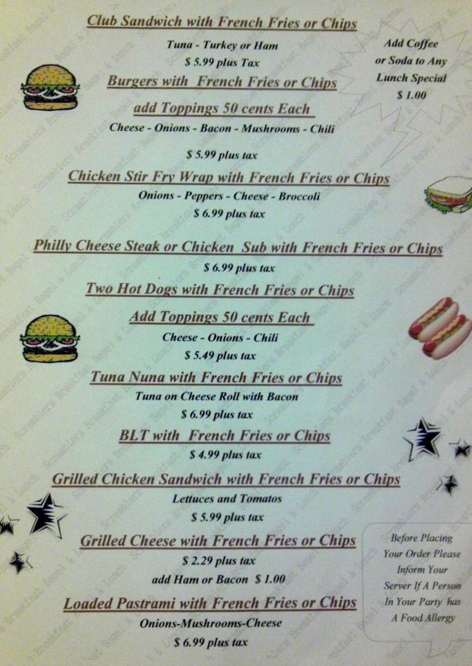 Menu at Scramblers Breakfast & Bagel restaurant, Fairhaven