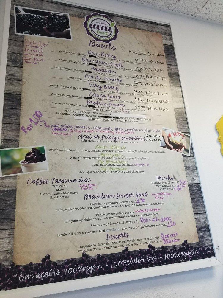 Carta del pub y bar Acai Brasil USA, Houston, W Lake Houston Pkwy #150