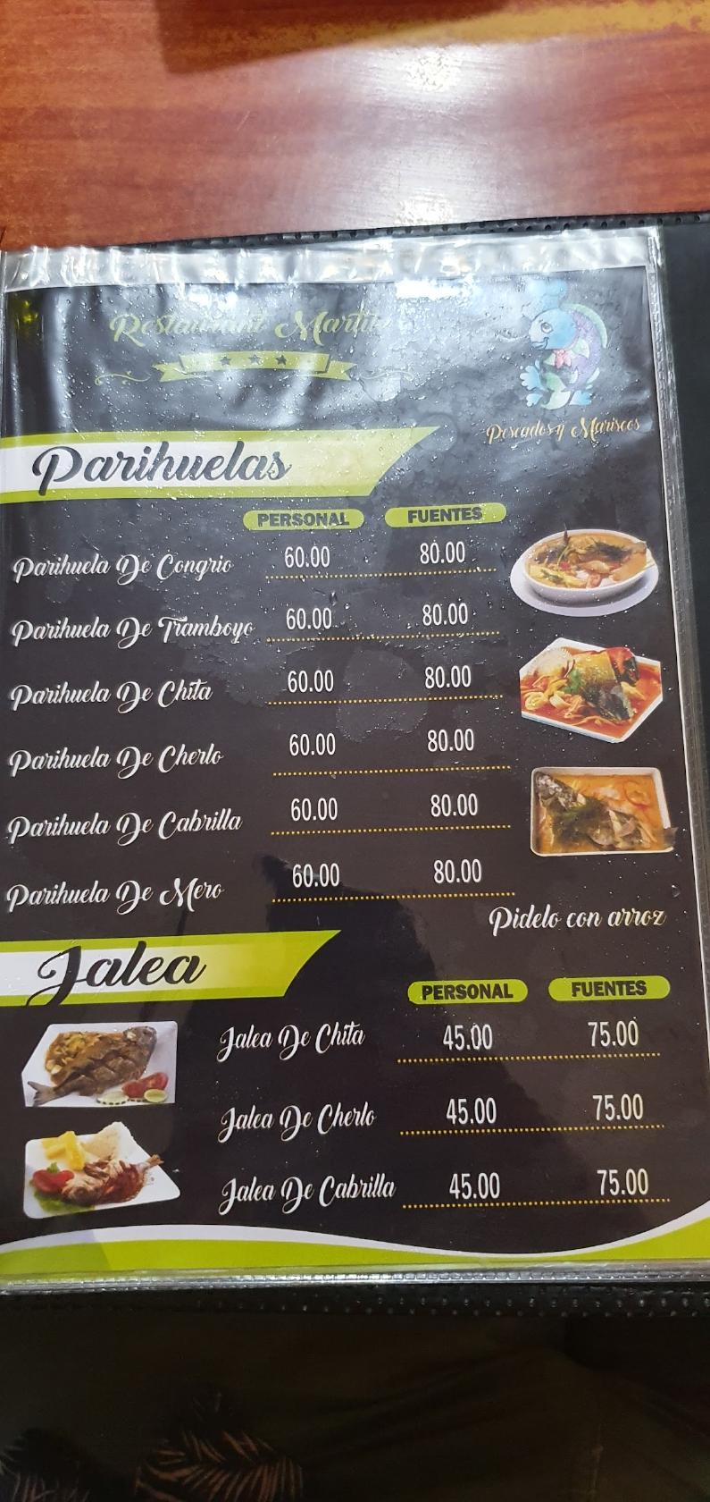 Menu at Cevicheria Martita restaurant, Chimbote