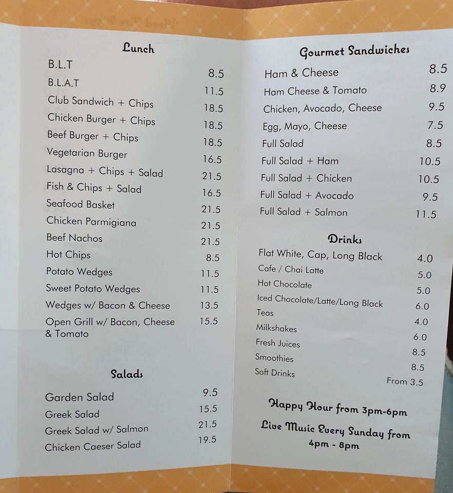 Menu at Paris Corner Cafe Greek Taverna, Southport