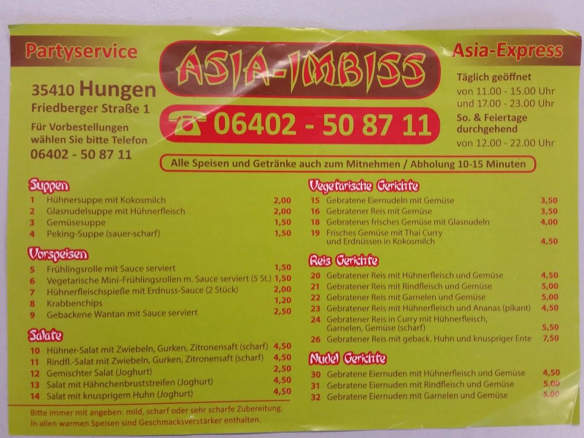 Speisekarte von Sai Gon Imbiss restaurant, Hungen, Friedberger Str. 1
