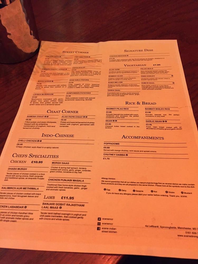 Menu at Scene Indian Street Kitchen pub & bar, Manchester, 4 New Ct St