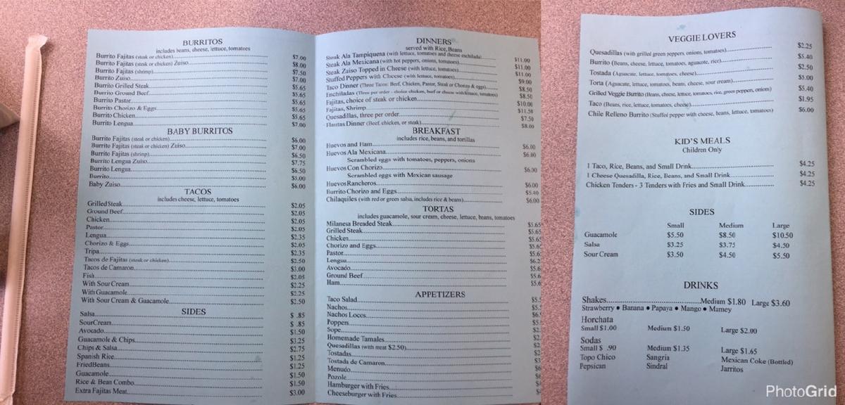 Menu at Los Burritos Mexicanos restaurant, Lombard, E St Charles Rd