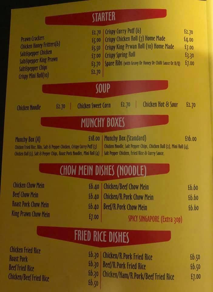Menu at Nemesis fast food, Montrose