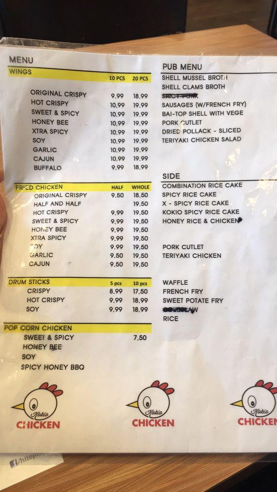 Menu at KOKIO CHICKEN-CERRITOS restaurant, Cerritos