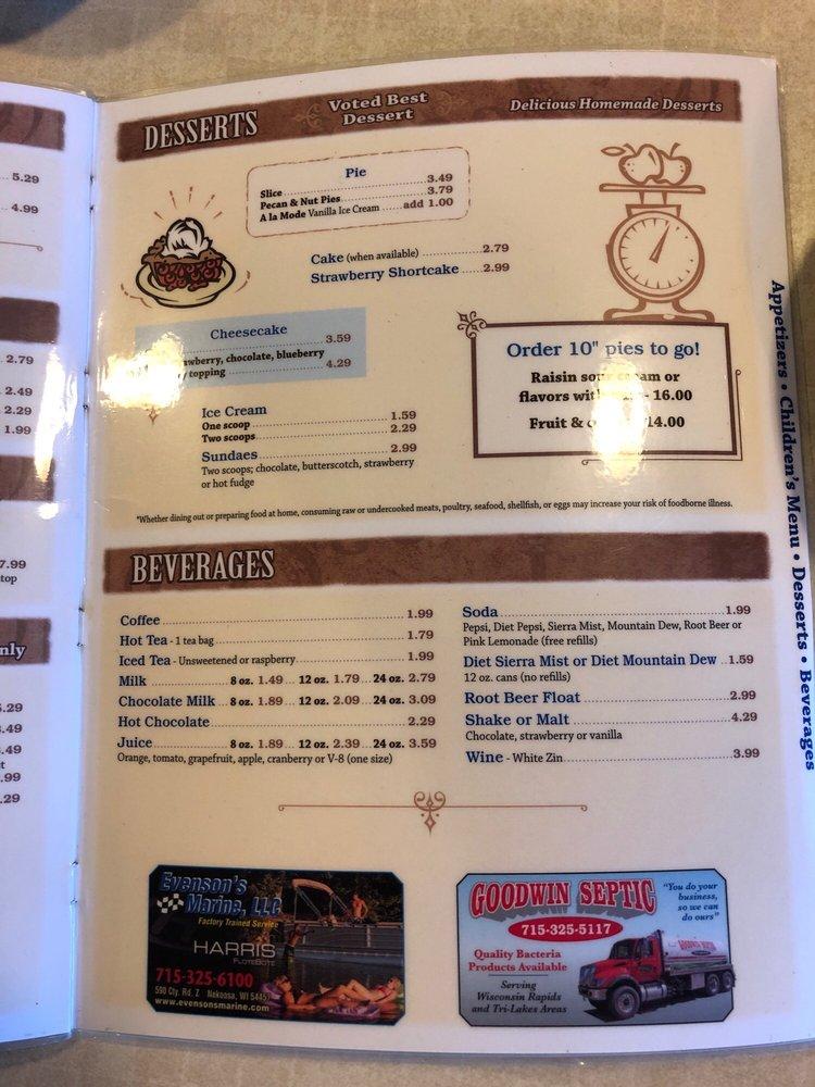 Menu at Misty's Menu restaurant, Wisconsin Rapids