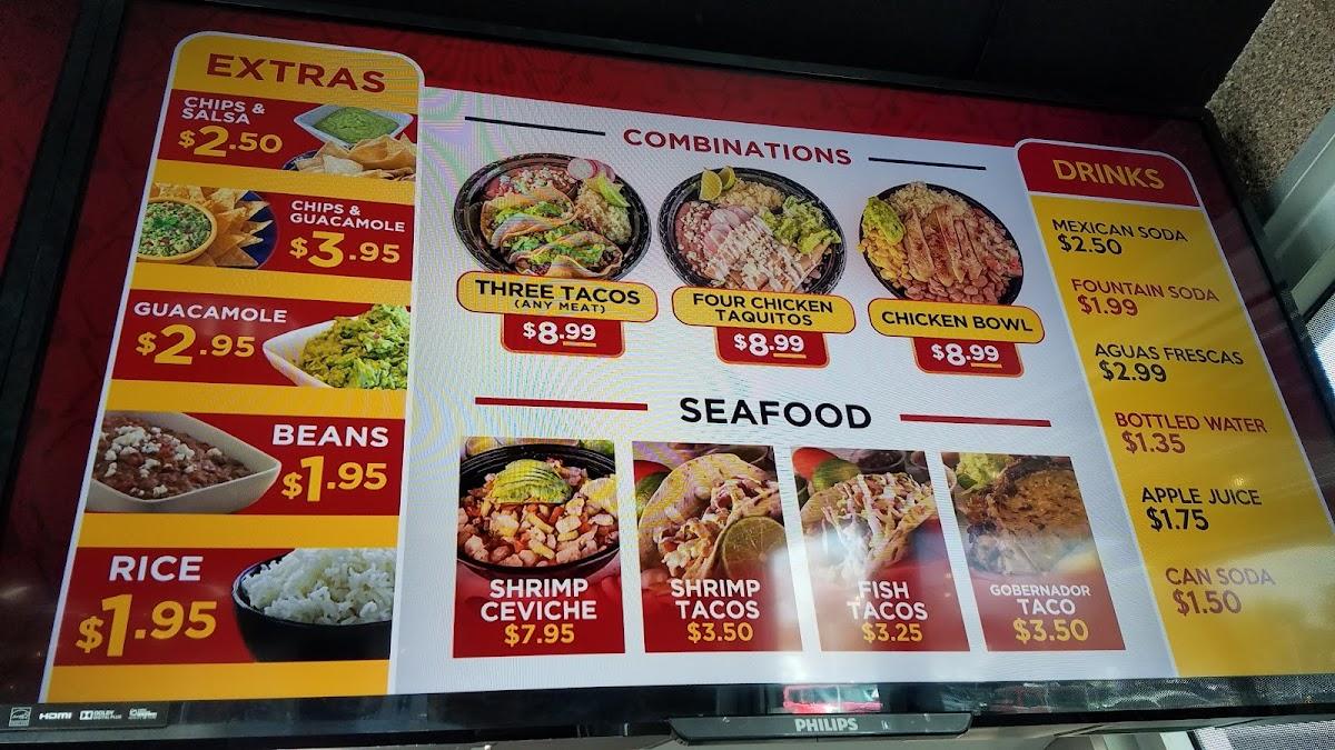 Menu at Palapas Tacos restaurant, Fullerton