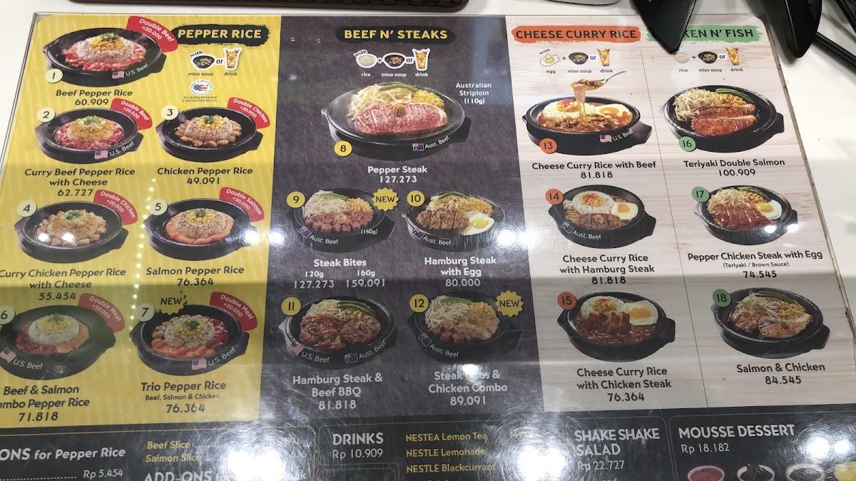 Menu at Pepper Lunch Lippo Puri, West Jakarta, Lippo Mall Puri Food ...