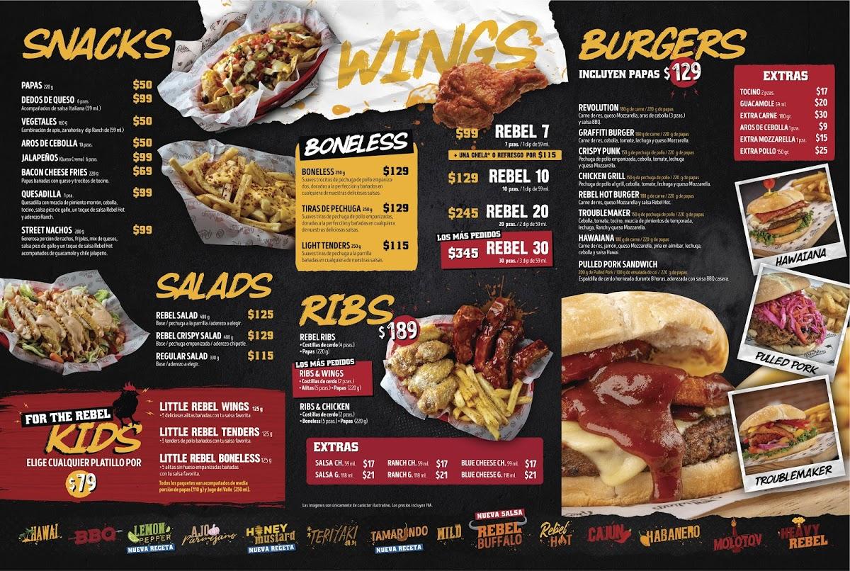 Menu at Rebel Wings Forum Cuernavaca restaurant, Cuernavaca