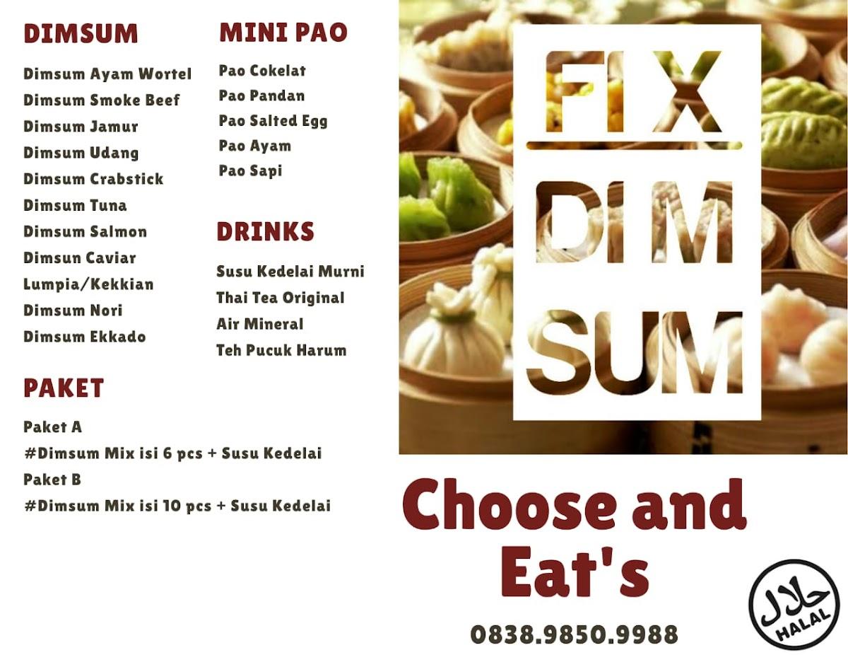 Menu at Fix Dimsum restaurant, West Jakarta