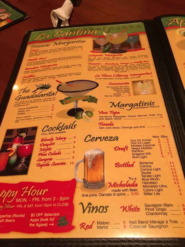 Menu at Guadalajara Original Grill restaurant, Tucson, N Oracle Rd