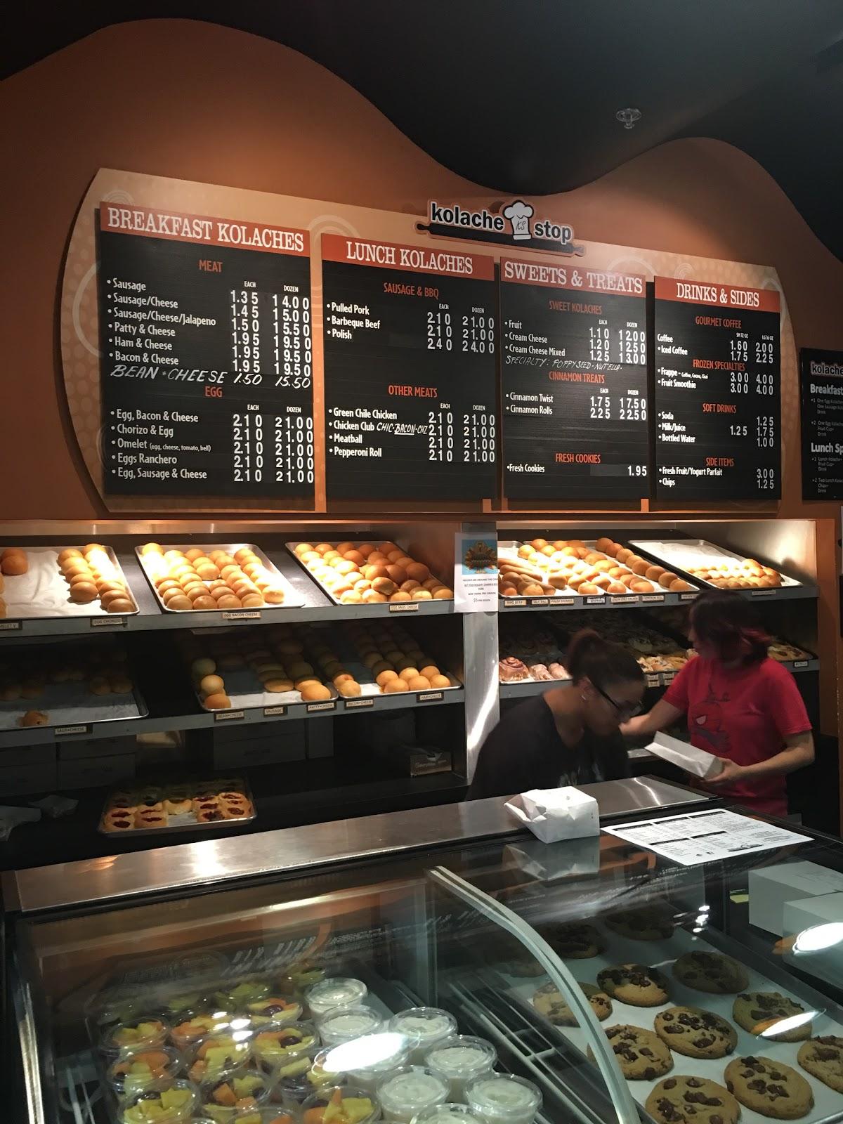 Menu at Kolache Stop cafe, San Antonio, Huebner Rd #200