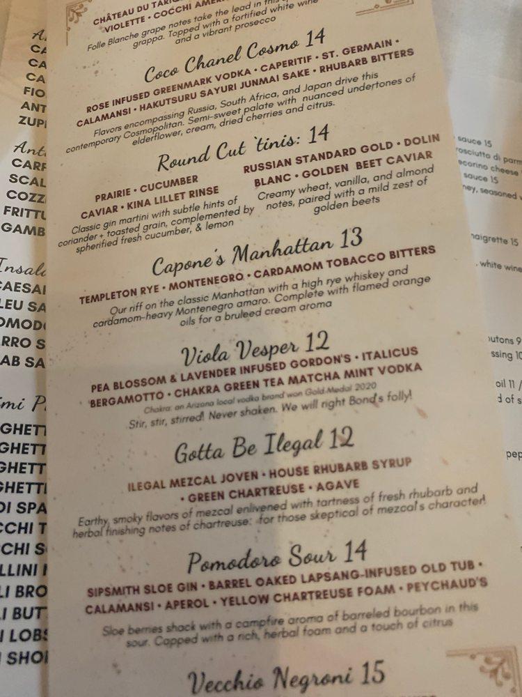 Menu at Pomodoro Italian Grill & Seafood pub & bar, Cave Creek