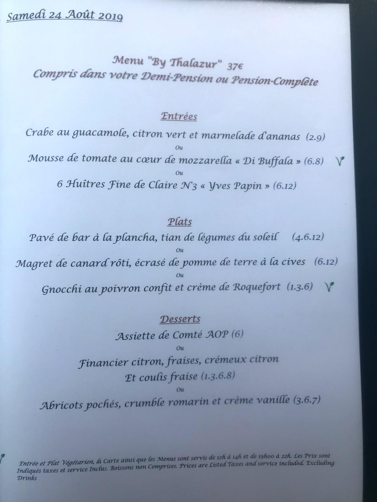 Menu at Restaurant Le Fa, Royan