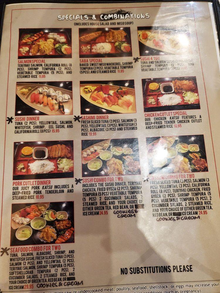 Menu at Sushi Tachi restaurant, North Las Vegas