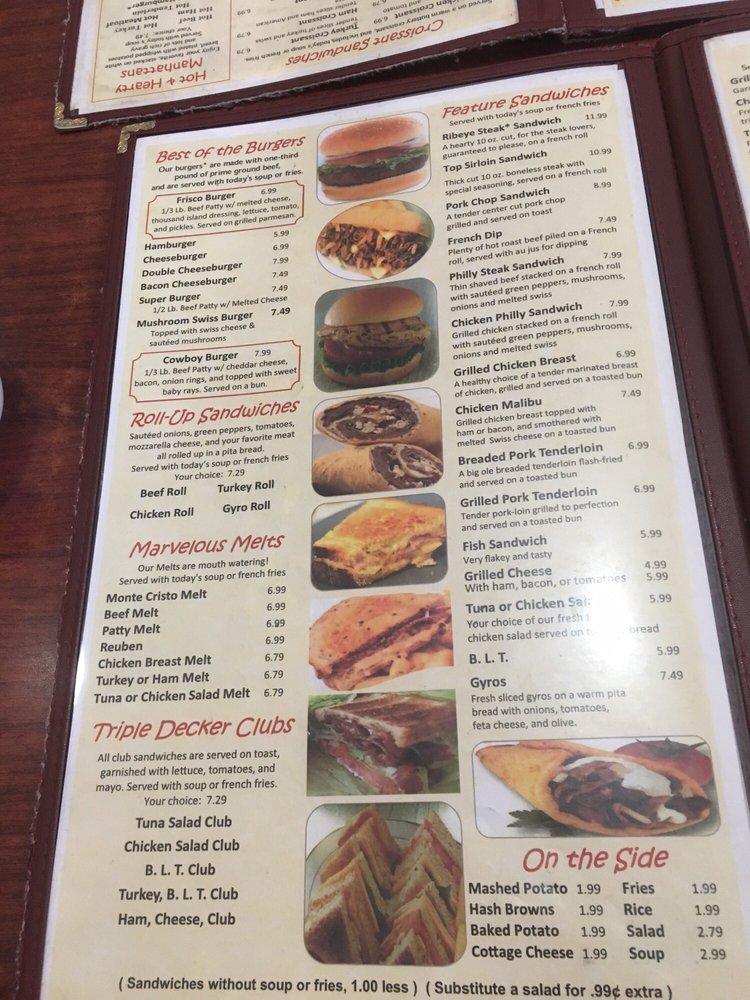 Menu at Dino's Diner restaurant, Trenton
